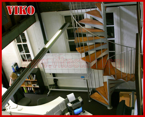 Spiral StaircaseVH44S Tread BeechAluminum Baluster Glass Handrail 304 Stainless Steel Carbon Steel 	Powder-coated