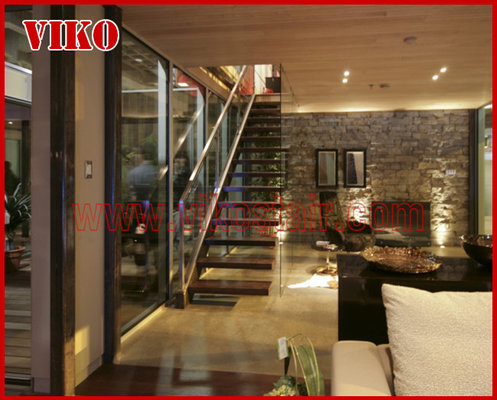 Floating Staircase VK30S Floating Stair Tempered GlassLED Light strip, Stringer: 5mm+5mm(Thickness), Dia 6mm Steel Cable