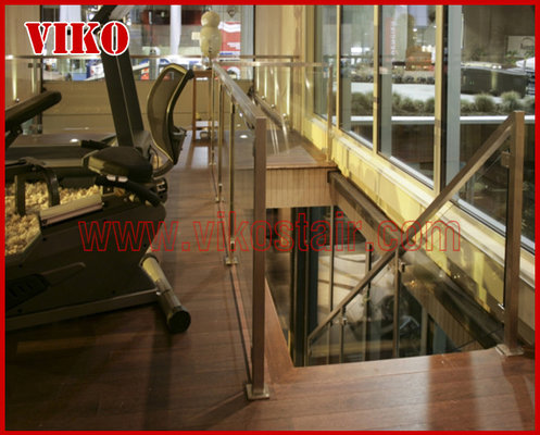 Floating Staircase VK30S Floating Stair Tempered GlassLED Light strip, Stringer: 5mm+5mm(Thickness), Dia 6mm Steel Cable