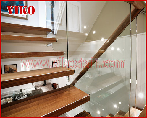 Floating Staircase VK34S Floating Stair Tempered GlassLED Light strip, Stringer: 5mm+5mm(Thickness), Dia 6mm Steel Cable