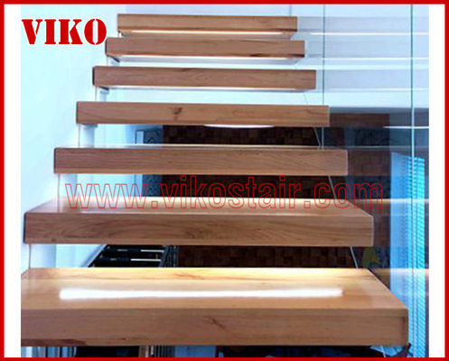 Floating Staircase VK35S Floating Stair Tempered GlassLED Light strip, Stringer: 5mm+5mm(Thickness), Dia 6mm Steel Cable