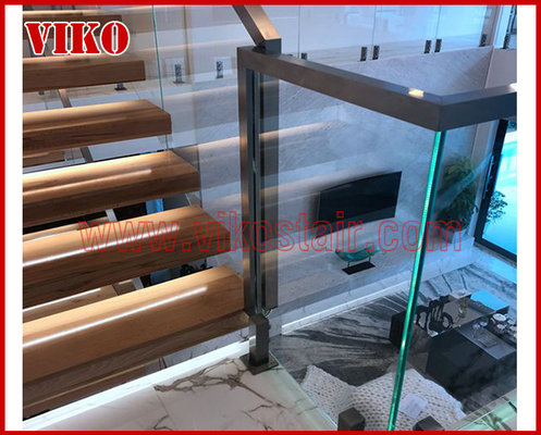 Floating Staircase VK35S Floating Stair Tempered GlassLED Light strip, Stringer: 5mm+5mm(Thickness), Dia 6mm Steel Cable