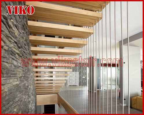 Floating Staircase VK37S Floating Stairs,Beech Tread,Carbon Steel Stringer,Stainless Steel,Power Coated,Wooden Box,304 S