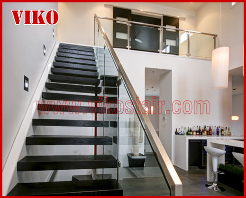 Floating Staircase VK40S Floating Stair Tempered GlassLED Light strip, Stringer: 5mm+5mm(Thickness), Dia 6mm Steel Cable