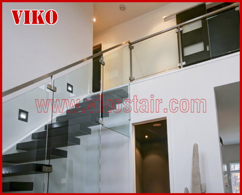 Floating Staircase VK40S Floating Stair Tempered GlassLED Light strip, Stringer: 5mm+5mm(Thickness), Dia 6mm Steel Cable