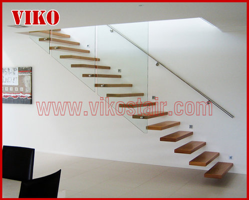 Floating Staircase VK41S Floating Stair Tempered GlassLED Light strip, Stringer: 5mm+5mm(Thickness), Dia 6mm Steel Cable