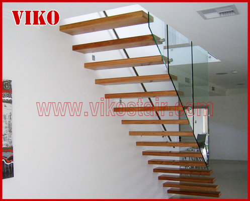 Floating Staircase VK41S Floating Stair Tempered GlassLED Light strip, Stringer: 5mm+5mm(Thickness), Dia 6mm Steel Cable