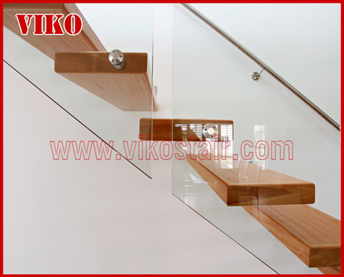 Floating Staircase VK41S Floating Stair Tempered GlassLED Light strip, Stringer: 5mm+5mm(Thickness), Dia 6mm Steel Cable