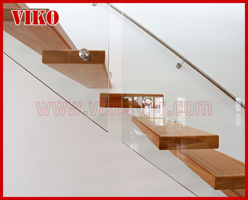 Floating Staircase VK57C 304 stainless steel Tread American Oakstrip Stringer Beech StringerStainless Steel Powder