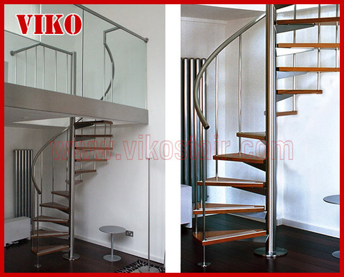 Spiral StaircaseVH58S Tread American OakAluminum Baluster Glass Handrail 304 Stainless Steel Carbon Steel 	Powder-coated