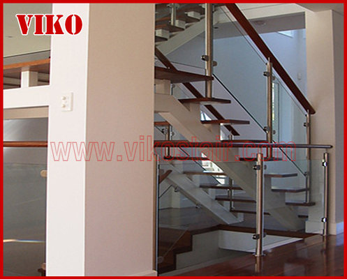 Double Steel Plate Stair VK43S Tempered GlassLED Light strip, Stringer: 5mm+5mm(Thickness), Dia 6mm Steel Cable