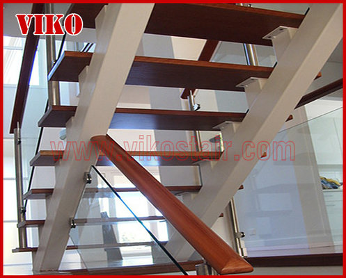 Double Steel Plate Stair VK43S Tempered GlassLED Light strip, Stringer: 5mm+5mm(Thickness), Dia 6mm Steel Cable