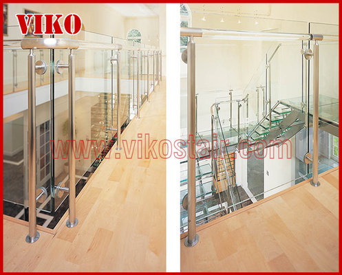 Double Steel Plate Staircase VK44S  Tempered GlassLED Light strip, Stringer: 5mm+5mm(Thickness), Dia 6mm Steel Cable