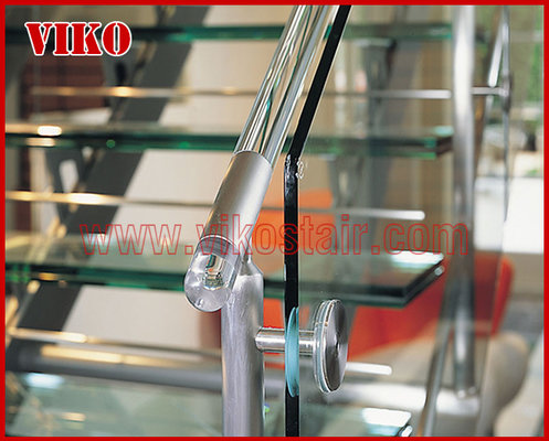 Double Steel Plate Staircase VK44S  Tempered GlassLED Light strip, Stringer: 5mm+5mm(Thickness), Dia 6mm Steel Cable