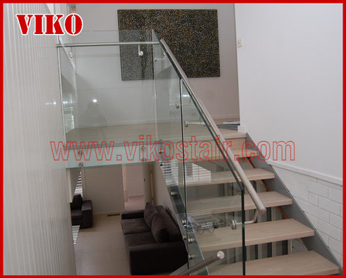 Double Steel Plate Staircase VK45S  Tempered GlassLED Light strip, Stringer: 5mm+5mm(Thickness), Dia 6mm Steel Cable