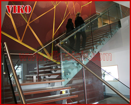 Double Steel Plate Staircase VK46S  Tempered GlassLED Light strip, Stringer: 5mm+5mm(Thickness), Dia 6mm Steel Cable