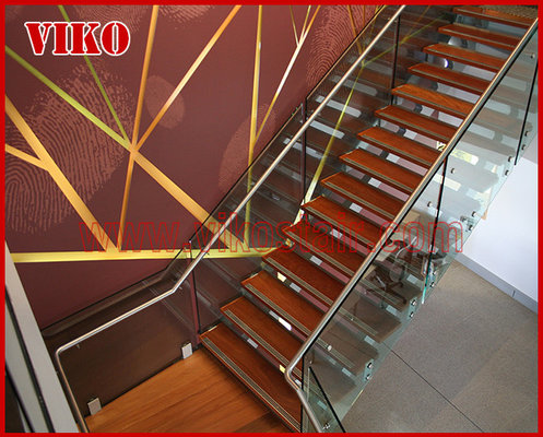 Double Steel Plate Staircase VK46S  Tempered GlassLED Light strip, Stringer: 5mm+5mm(Thickness), Dia 6mm Steel Cable