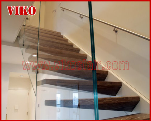 Floating Staircase VK48S  Tempered GlassLED Light strip, Stringer: 5mm+5mm(Thickness), Dia 6mm Steel Cable