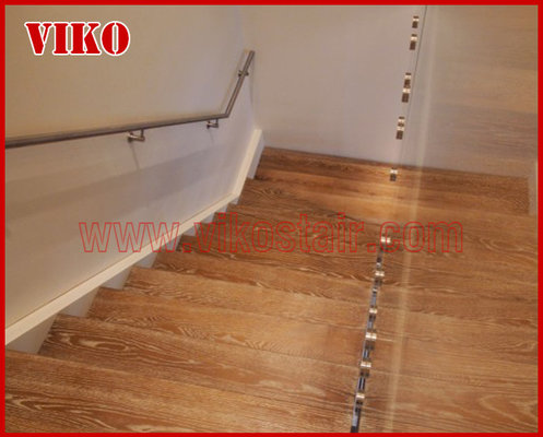 Floating Staircase VK48S  Tempered GlassLED Light strip, Stringer: 5mm+5mm(Thickness), Dia 6mm Steel Cable
