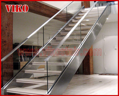 Double Steel Plate Staircase VK49S  Tempered GlassLED Light strip, Stringer: 5mm+5mm(Thickness), Dia 6mm Steel Cable