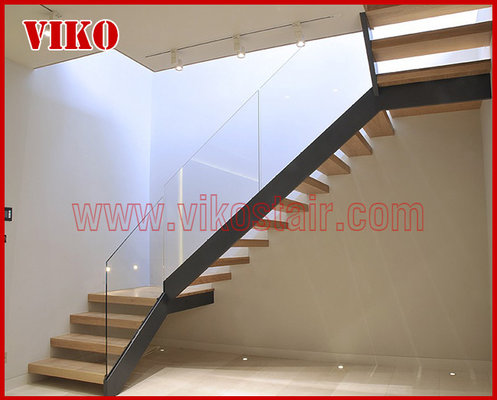 Double Steel Plate Staircase VK50S  Tempered GlassLED Light strip, Stringer: 5mm+5mm(Thickness), Dia 6mm Steel Cable