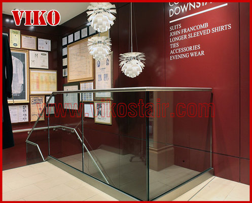 Double Steel Plate Staircase VK55S  Tread beech ,Railing tempered glass, Handrail b eech Stringer,carbon