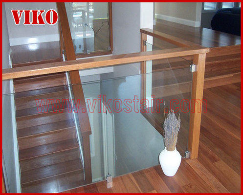 Double Steel Plate Staircase VK57S  Tread beech ,Railing tempered glass, Handrail b eech Stringer,carbon