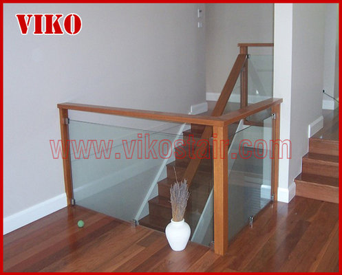 Double Steel Plate Staircase VK57S  Tread beech ,Railing tempered glass, Handrail b eech Stringer,carbon