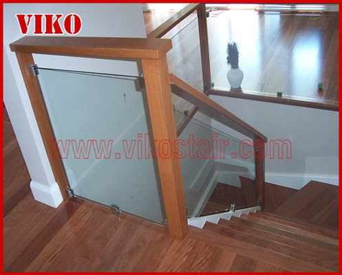 Double Steel Plate Staircase VK57S  Tread beech ,Railing tempered glass, Handrail b eech Stringer,carbon