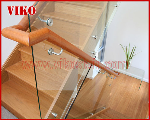 Double Steel Plate Staircase VK61S  Tread beech ,Railing tempered glass, Handrail b eech Stringer,carbon