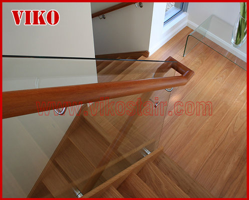 Double Steel Plate Staircase VK61S  Tread beech ,Railing tempered glass, Handrail b eech Stringer,carbon