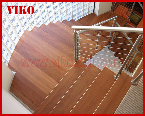 Steel Cable Stair VK64SC Tread American OakAluminum Baluster Glass Handrail 304 Stainless Steel Carbon SteelPowder-coate