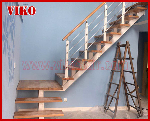 Steel Cable Stair VK67SC Tread Beech glass Aluminum Baluster Glass Handrail 304 Stainless Steel Carbon SteelPowder-coate