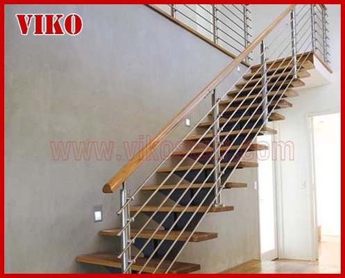 Steel Cable Stair VK70SC Aluminum Baluster  Treed BeechGlass Handrail 304 Stainless Steel Carbon SteelPowder-coate
