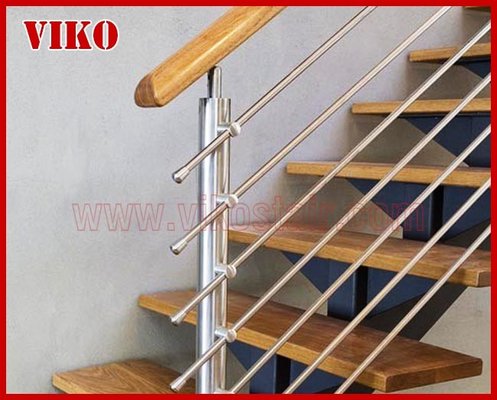 Steel Cable Stair VK70SC Aluminum Baluster  Treed BeechGlass Handrail 304 Stainless Steel Carbon SteelPowder-coate
