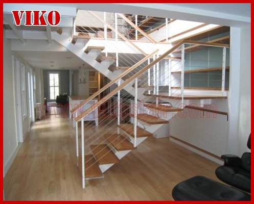 Steel Cable Stair VK71SC Aluminum Baluster  Treed BeechGlass Handrail 304 Stainless Steel Carbon SteelPowder-coate