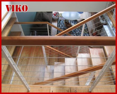 Steel Cable Stair VK71SC Aluminum Baluster  Treed BeechGlass Handrail 304 Stainless Steel Carbon SteelPowder-coate