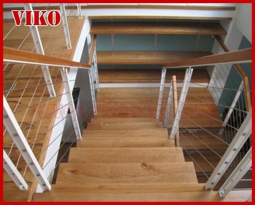 Steel Cable Stair VK71SC Aluminum Baluster  Treed BeechGlass Handrail 304 Stainless Steel Carbon SteelPowder-coate