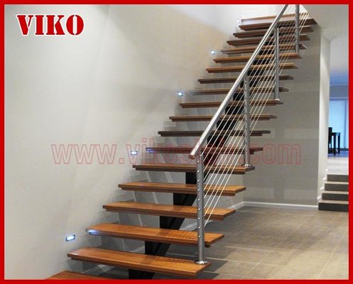 Steel Cable Stair VK72SC Handrail 304 Stainless Steel  Aluminum Baluster  Treed Beech Glass Carbon Steel Powder-coate