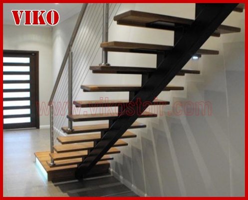 Steel Cable Stair VK72SC Handrail 304 Stainless Steel  Aluminum Baluster  Treed Beech Glass Carbon Steel Powder-coate