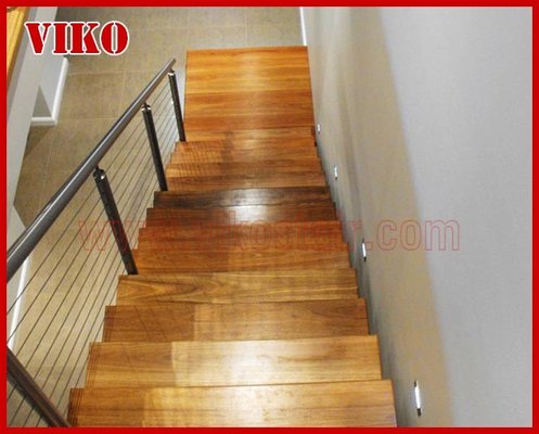 Steel Cable Stair VK72SC Handrail 304 Stainless Steel  Aluminum Baluster  Treed Beech Glass Carbon Steel Powder-coate
