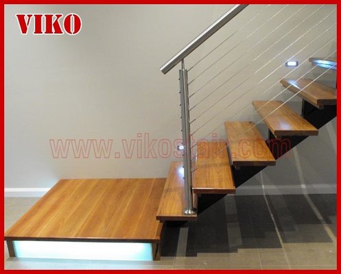 Steel Cable Stair VK72SC Handrail 304 Stainless Steel  Aluminum Baluster  Treed Beech Glass Carbon Steel Powder-coate