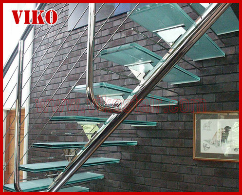 Steel Cable Stair VK73SC  Treed Glass  Handrail 304 Stainless Steel  Aluminum Baluster Glass Carbon Steel Powder-coate