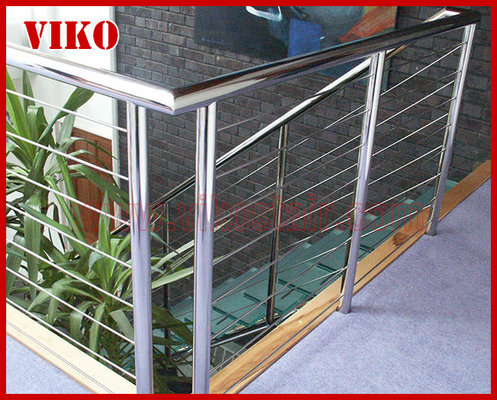Steel Cable Stair VK73SC  Treed Glass  Handrail 304 Stainless Steel  Aluminum Baluster Glass Carbon Steel Powder-coate