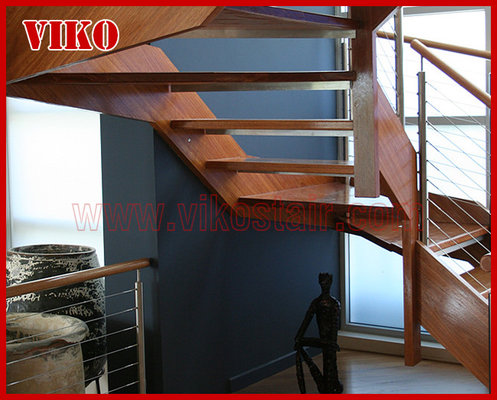 Steel Cable Stair VK74SC  Treed Beech  Handrail 304 Stainless Steel  Aluminum Baluster Glass Carbon Steel Powder-coate