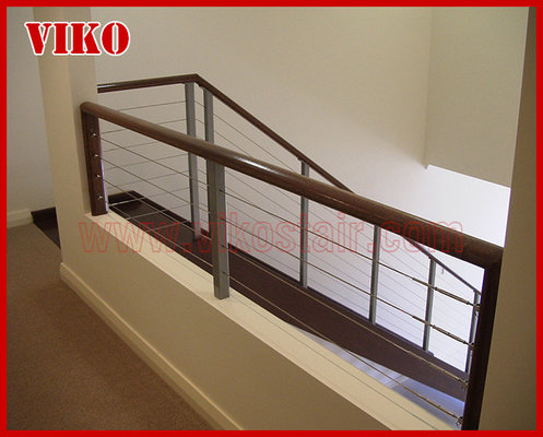 Steel Cable Stair VK78SC Carbon Steel Powder-coate  Aluminum Baluster  Treed Beech  Handrail 304 Stainless Steel  Glass