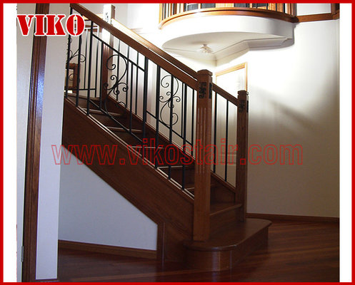Solid Wood  Staircase VK63S  Tread American Oak ,Railing tempered glass, Handrail b eech Stringer,carbon