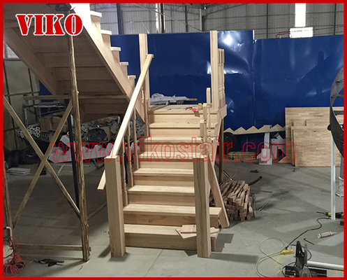 Solid Wood  Staircase VK65S  Wooden Handrail Tread Beech ,Railing tempered glass, Handrail b eech Stringer,carbon