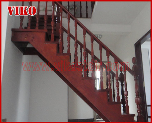 Solid Wood  Staircase VK66S  Wooden Handrail Tread Beech ,Railing tempered glass, Handrail b eech Stringer,carbon