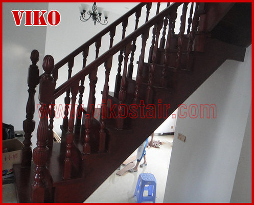 Solid Wood  Staircase VK66S  Wooden Handrail Tread Beech ,Railing tempered glass, Handrail b eech Stringer,carbon